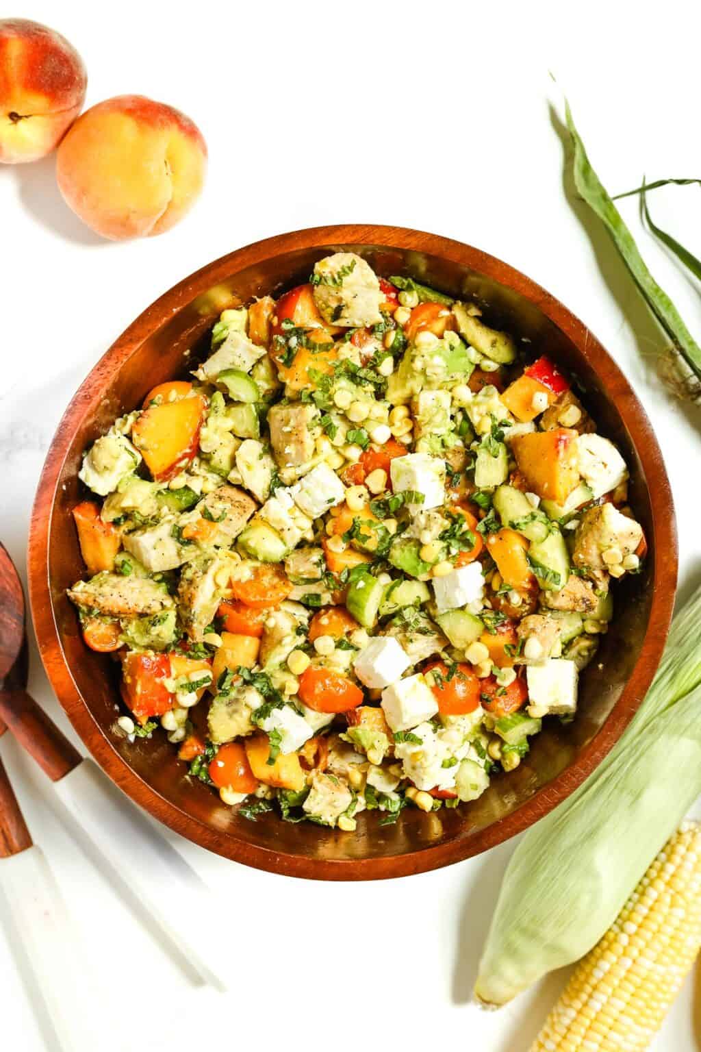 Late Summer Salad (Avocado & Corn Salad with Chicken, Peaches, and More ...